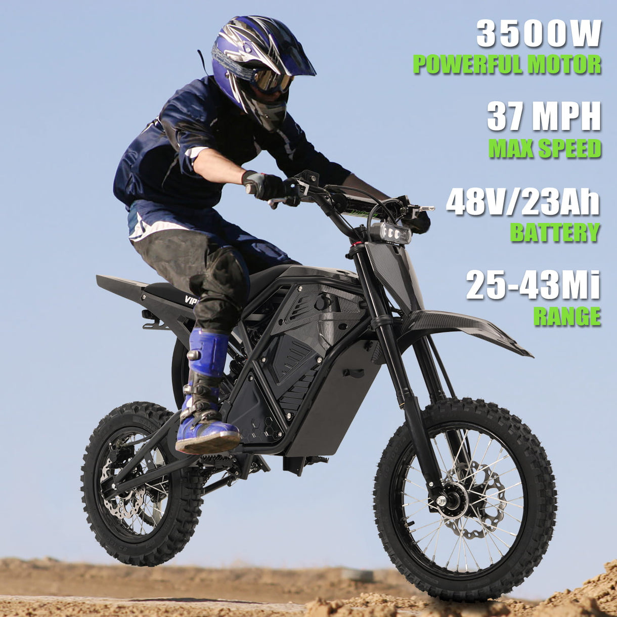 VIPCOO H3 Electric Dirt Bikes - 37 Mph Fast Speed – Hidoes UK